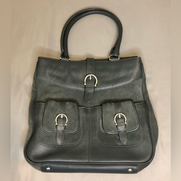 Talbots | Bags | Talbots Vintage Leather Suede Like Gray Shoulder Bag ...